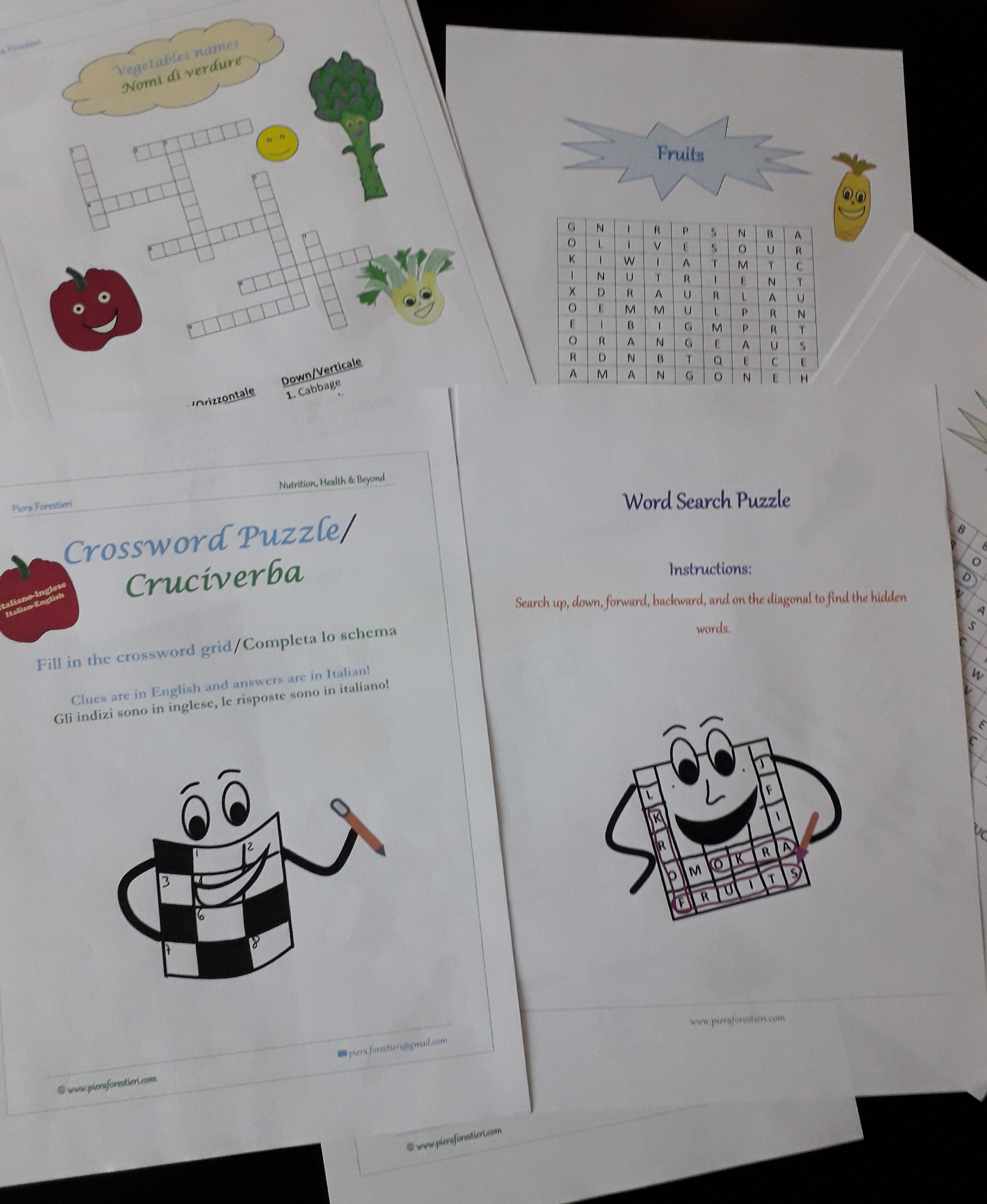 Fruits and Veggies crossword puzzles – Mindful Nutrition, LLC